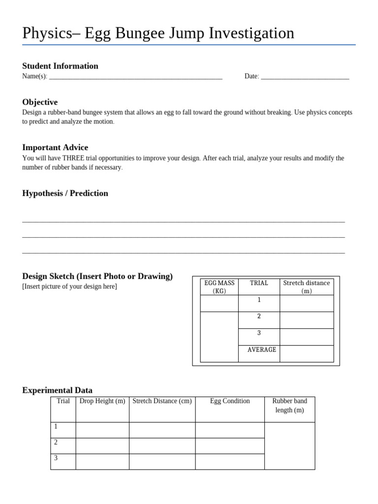 egg_bungee_jump_lab_enhanced V2 | PDF | Elasticity (Physics) | Physics