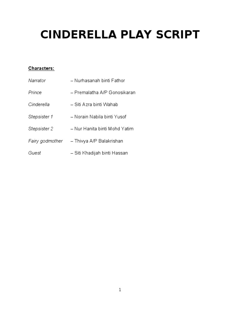 Cinderella Play Script | PDF | Cinderella