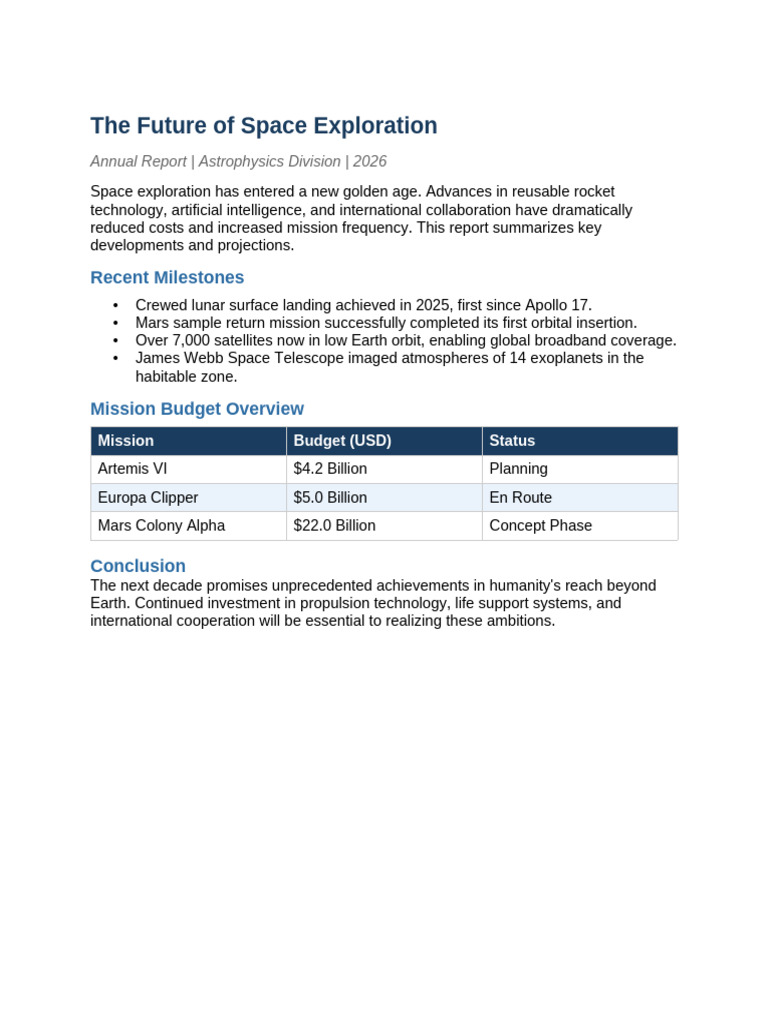 01 Space Exploration Report | PDF