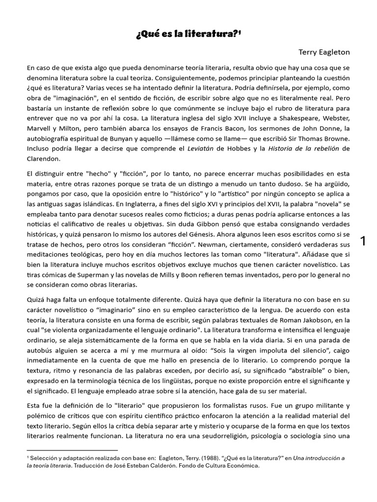 Qué Es La Literatura-Terry Eagleton | PDF