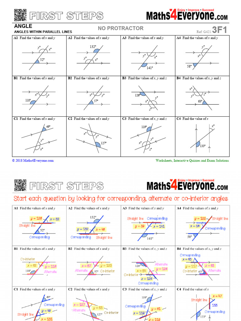 First Steps Angles Within Parallel Lines | PDF