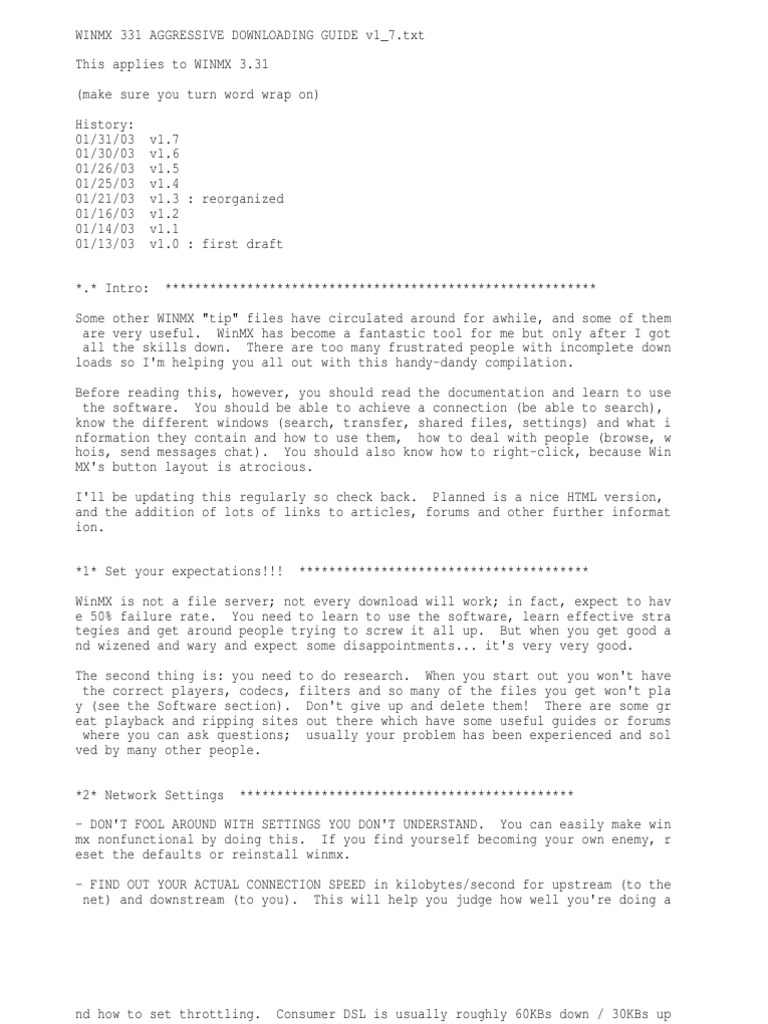 Winmx 331 Aggressive Downloading Guide v1 - 7 ( (A Must Have) ) | PDF | Codec | Computer Network