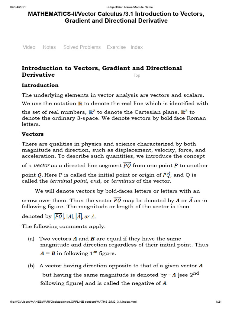 Vector Calculus Pt1 | PDF