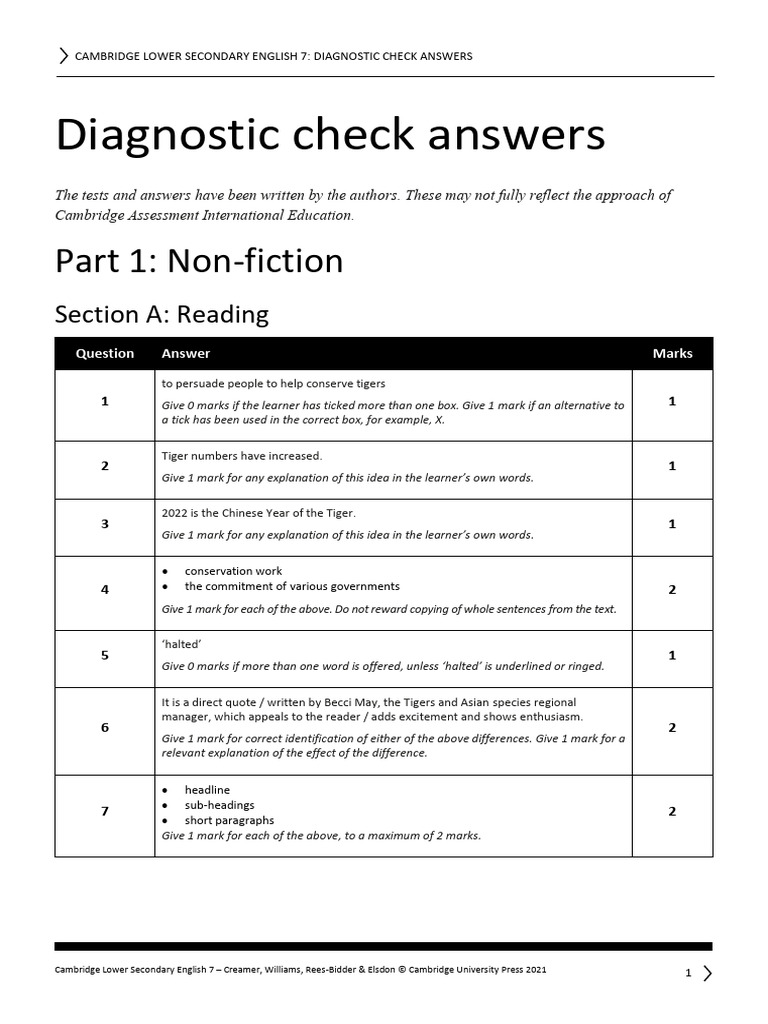 LS English 7 Diagnostic Check Answers | PDF | Syntax | Grammatical Tense