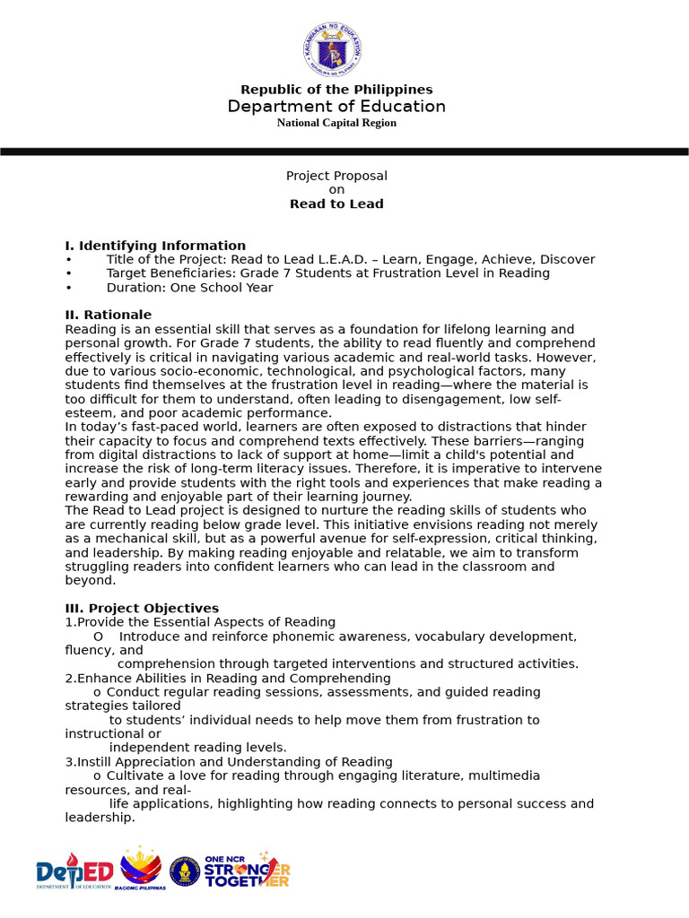 Reading Project Proposal-edited@ | PDF | Reading Comprehension ...