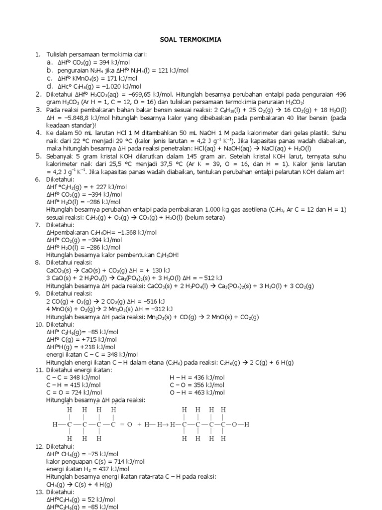 Soal Termokimia | PDF
