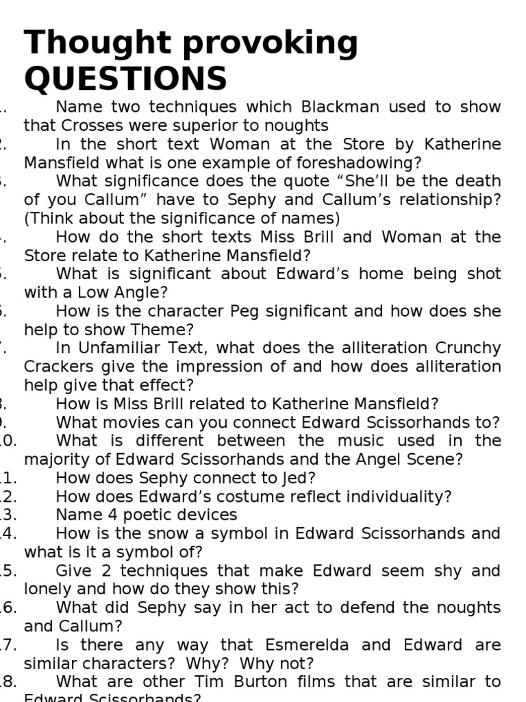 101 Thought Provoking Questions | PDF | Leisure