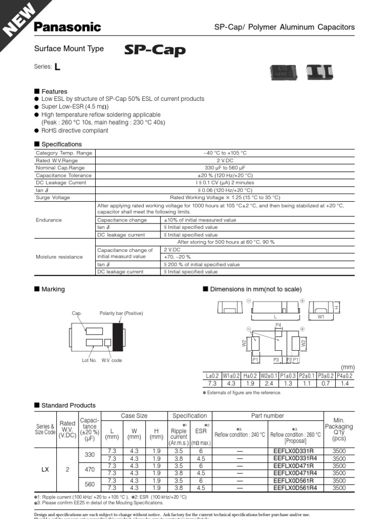 SP-Cap Polymer Aluminum Capacitors Datasheet | PDF | Computers ...