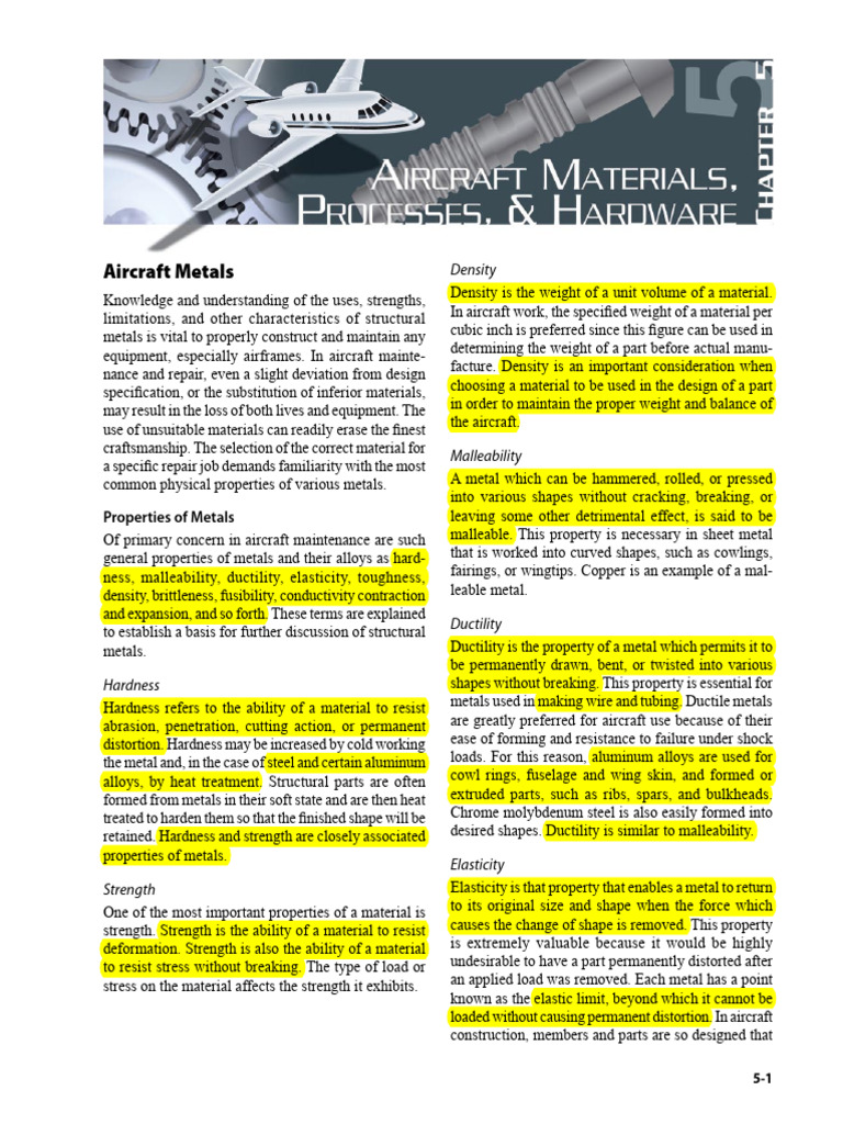 Ch-05 Aircraft Materials Processes, Hardware | PDF | Steel | Alloy