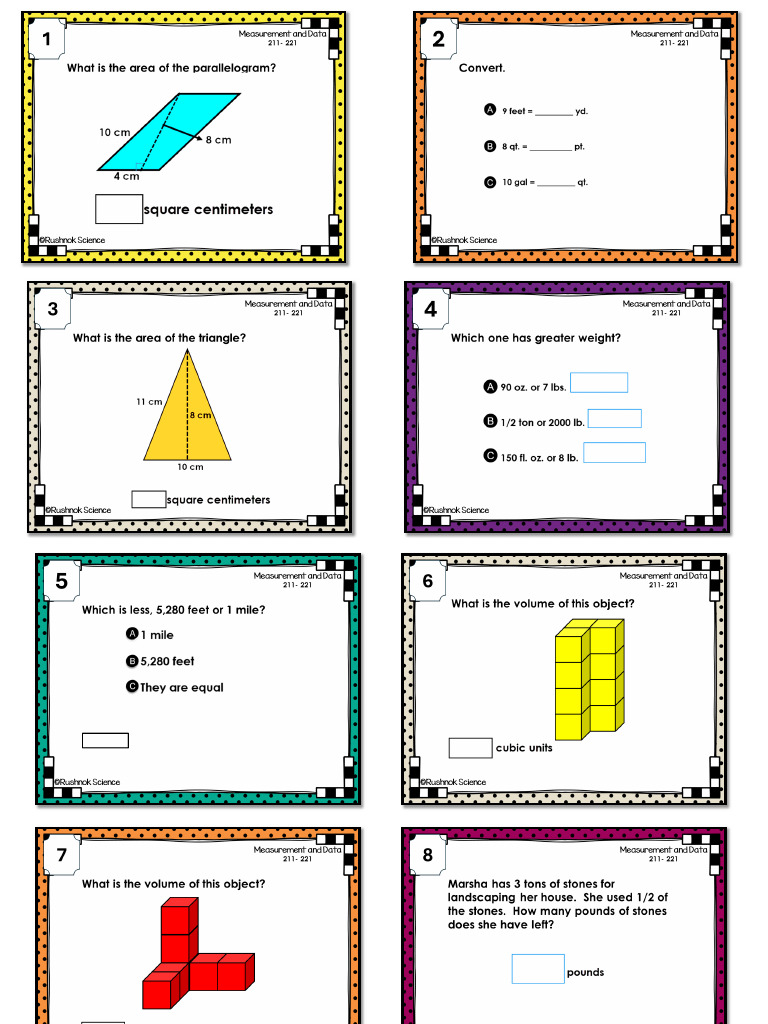 Measurement and Data Task Cards 211-2212 | PDF