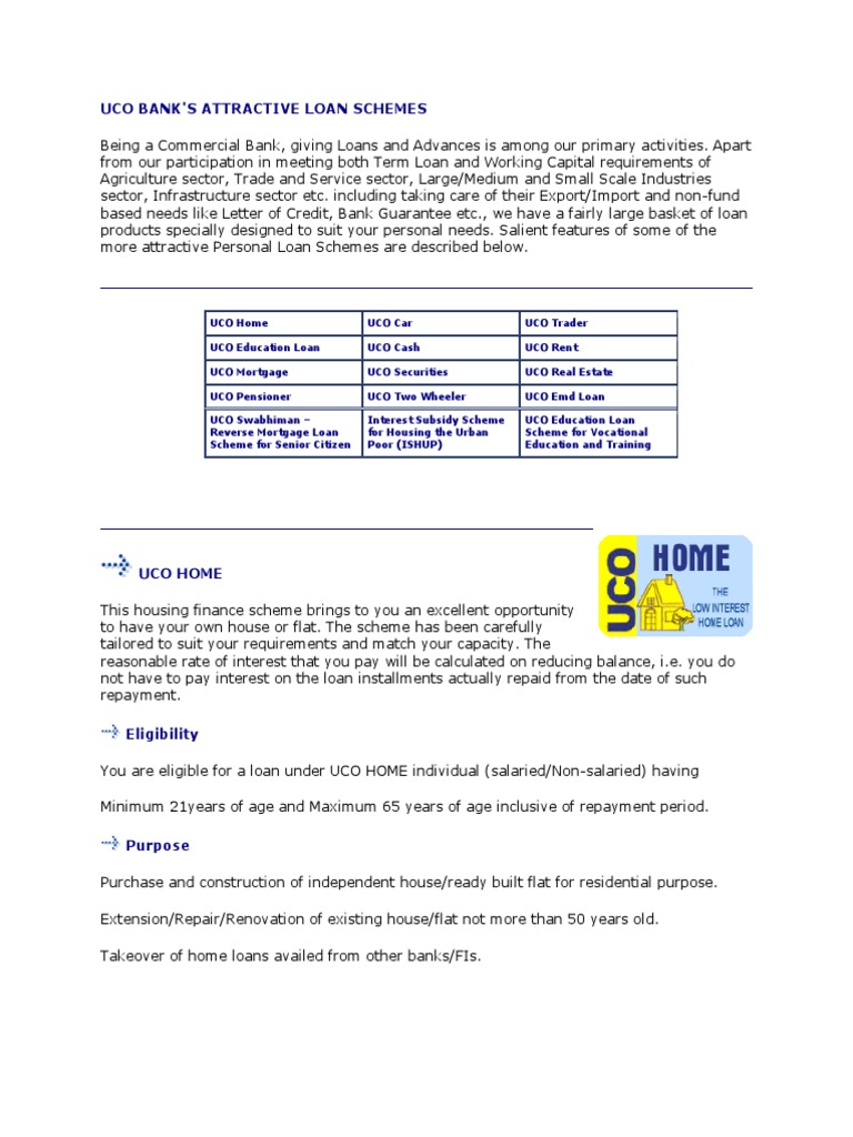 Loan Policy of Uco Bank For Retail Sector | PDF | Loans | Mortgage Loan