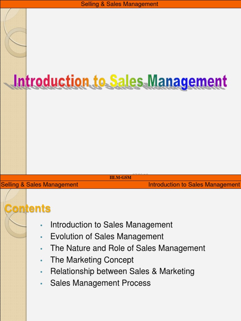 Introduction to Sales Management | Sales | Marketing