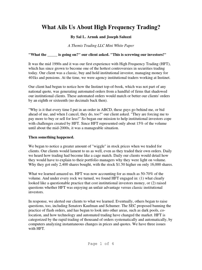 High Frequency Trading Concerns | PDF | High Frequency Trading | Stocks