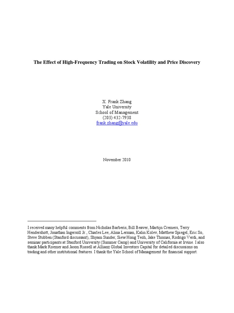 The Effect of High-Frequency Trading On Stock Volatility and Price ...