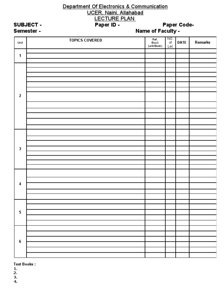 Lecture Plan Format | PDF
