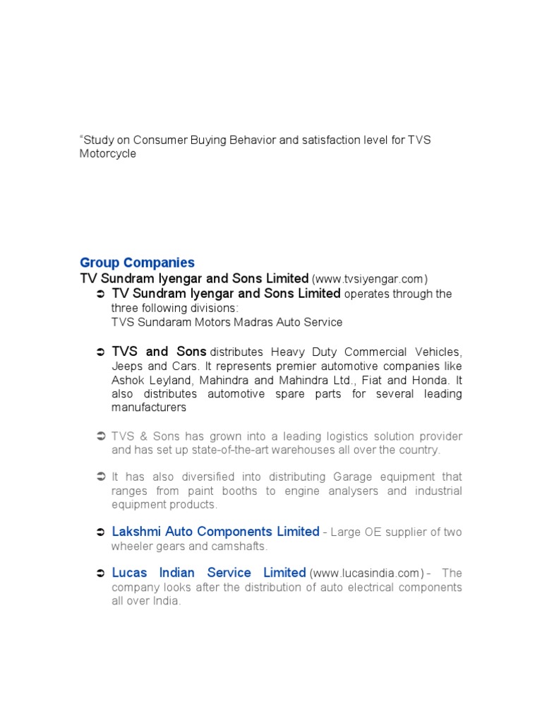 The TVS Group | PDF | Vehicles | Motor Vehicle