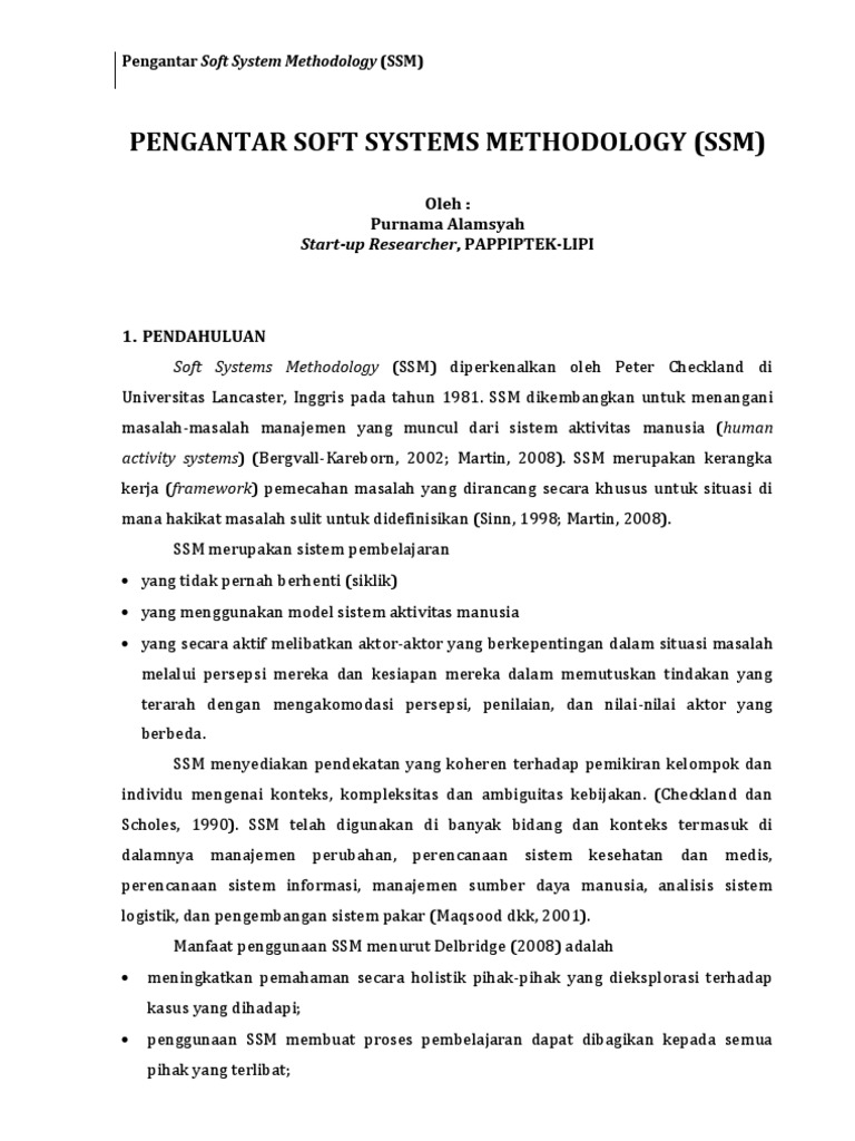 Pengantar Soft Systems Methodology (SSM) | PDF