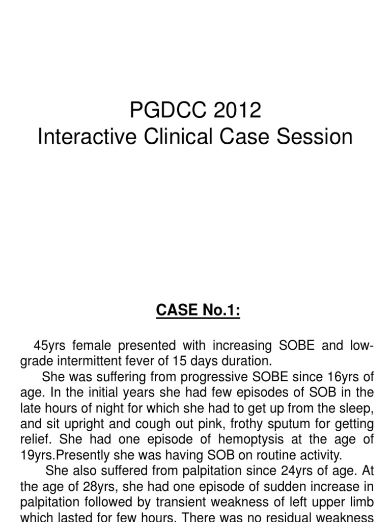 PGDCC 2012 Interactive Clinical Case Session | PDF | Heart | Blood Pressure