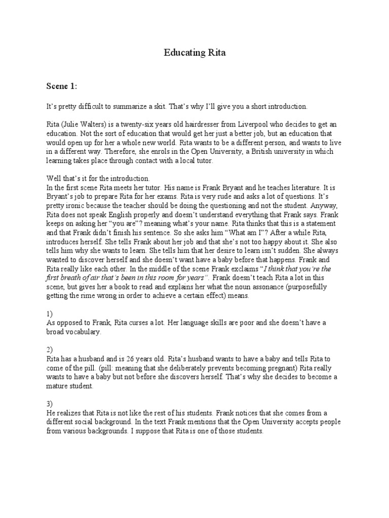 Educating Rita | PDF