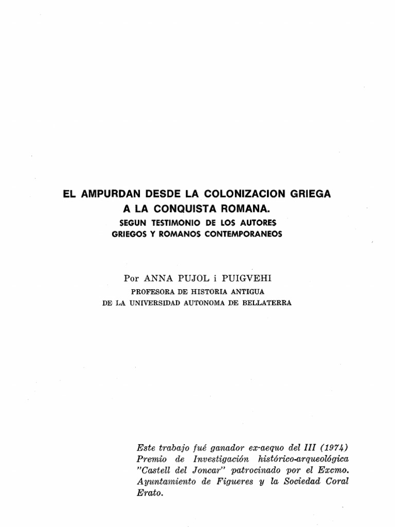 Fuentes Sobre La Colonizacion Del Ampurdan | PDF | Arqueología | Cataluña