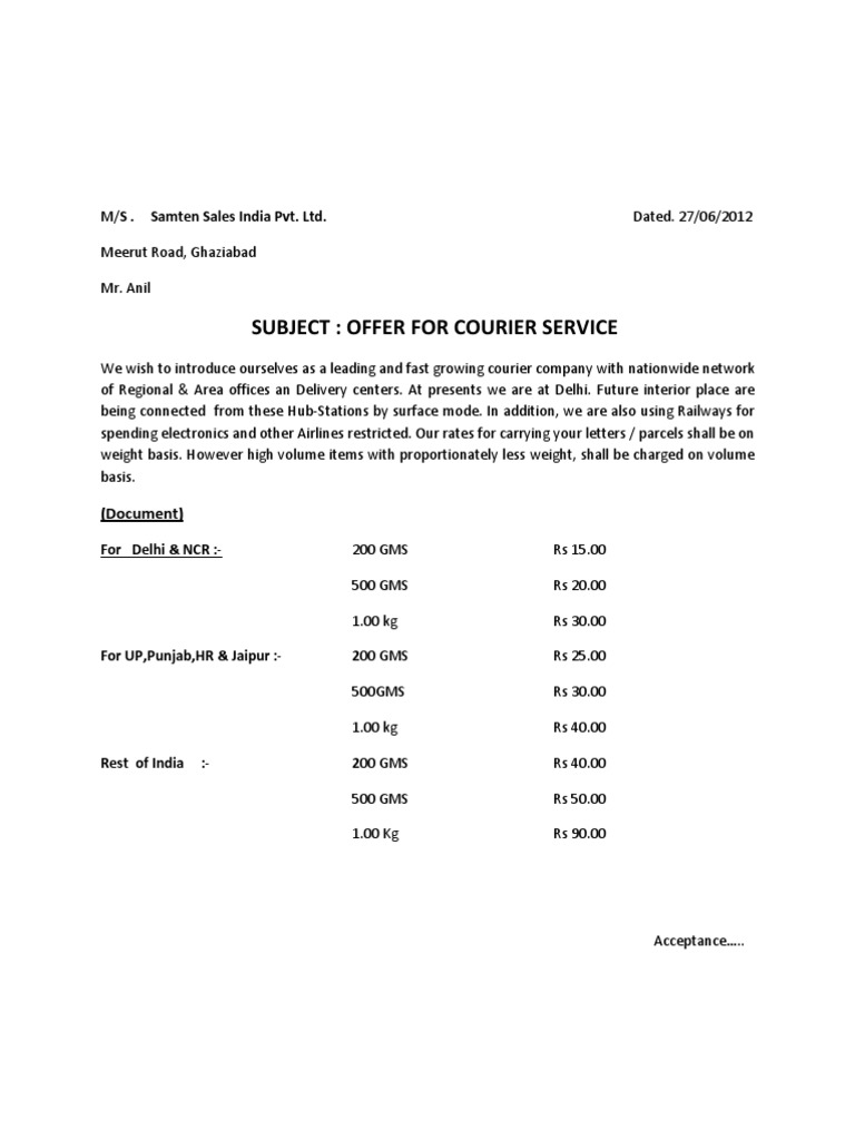 Courier service rates and terms | PDF | Cargo | Industries