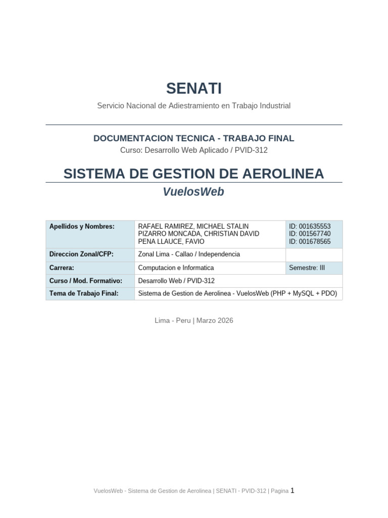 VuelosWeb_Documentacion_v3 | PDF