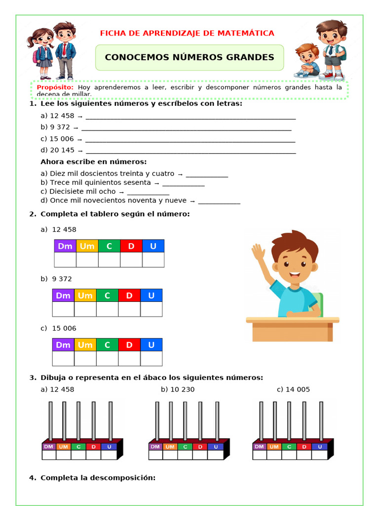 Ficha Lun Mat Conocemos Números Grandes 974141035 | PDF