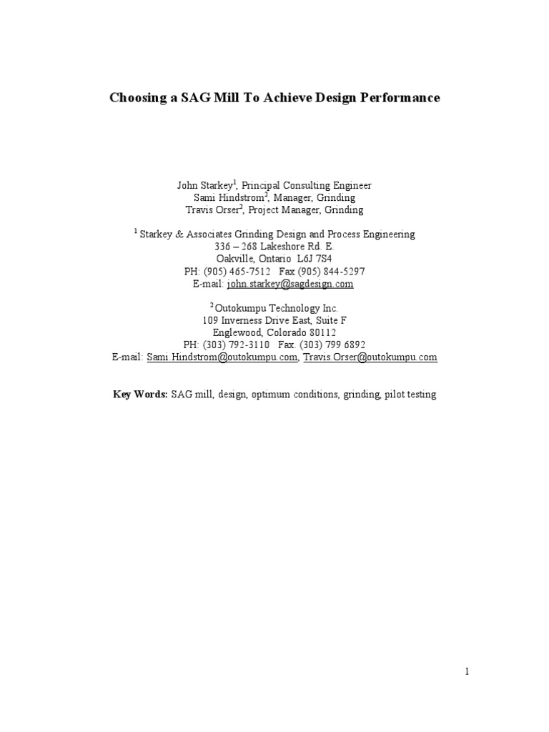 Sag Mill Pdf Mill Grinding Mining