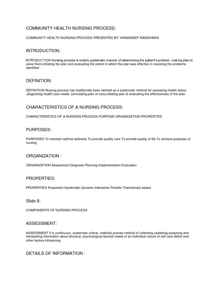 Community Health Nursing Process | PDF | Nursing | Health Care