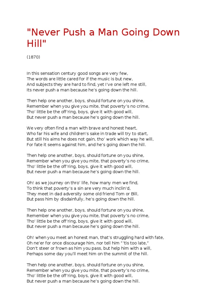 Never Push a Man Downhill: A Poem | PDF