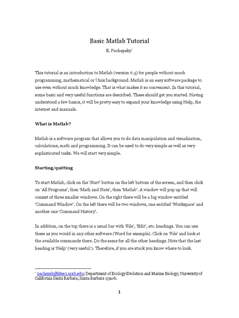 Mat Lab Tutorial | PDF | Matlab | Matrix (Mathematics)
