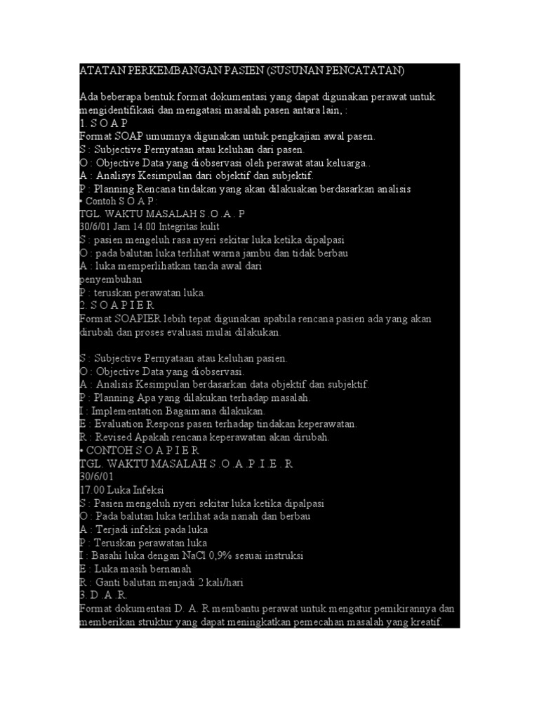Catatan Perkembangan Pasien Soapier | PDF
