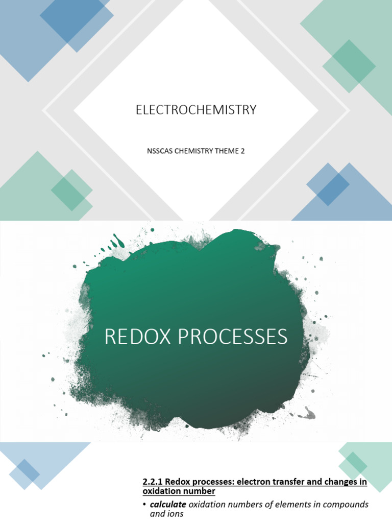 2.2 Electrochemistry PDF | PDF | Redox | Ion
