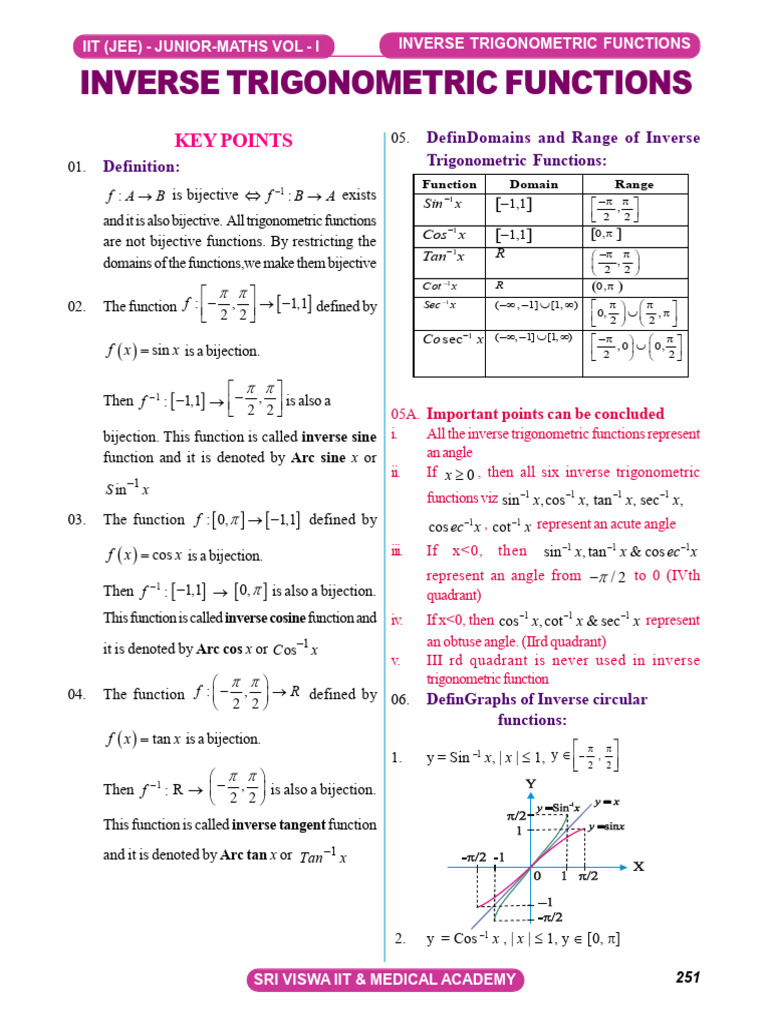 INVERSE TRIGONOMETRIC FUNCTIONS | PDF