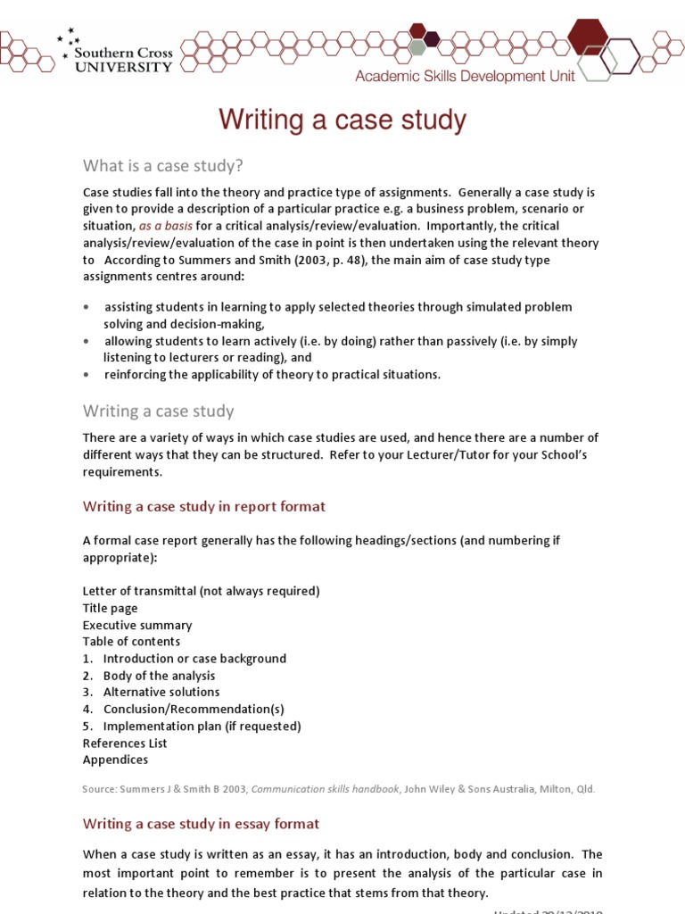 Writing A Case Study | PDF