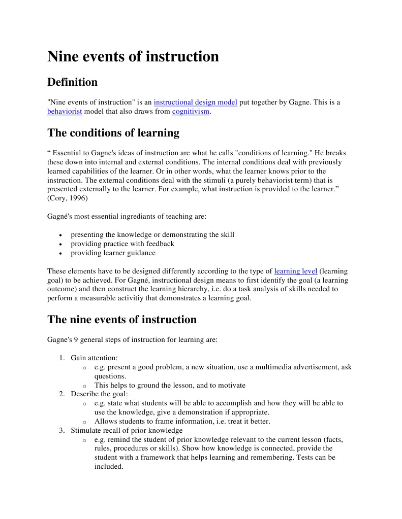 Nine Events of Instruction | PDF | Science & Mathematics