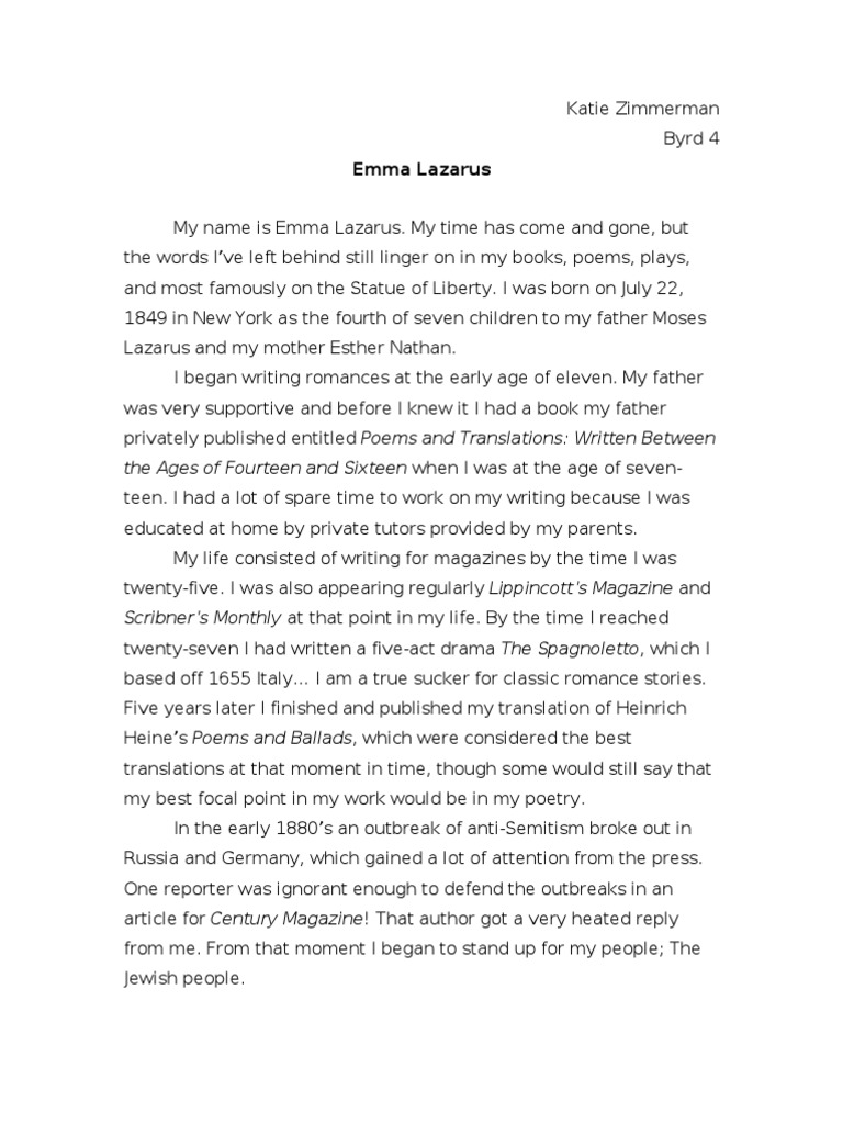 Emma Lazarus | PDF | Jews And Judaism | Poetry