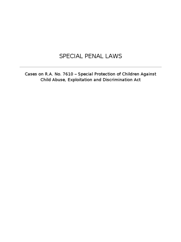 SPL - Case Digests On RA 7610 | PDF | Rape | Sexual Assault