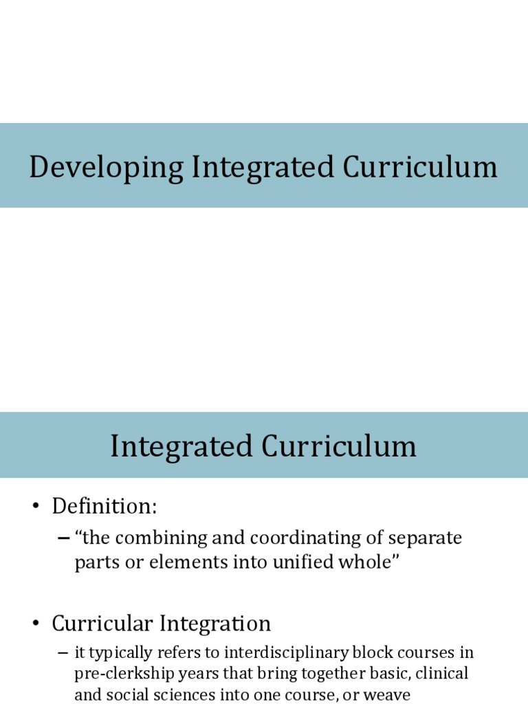 Integration of Curriculum | Curriculum | Quality Of Life