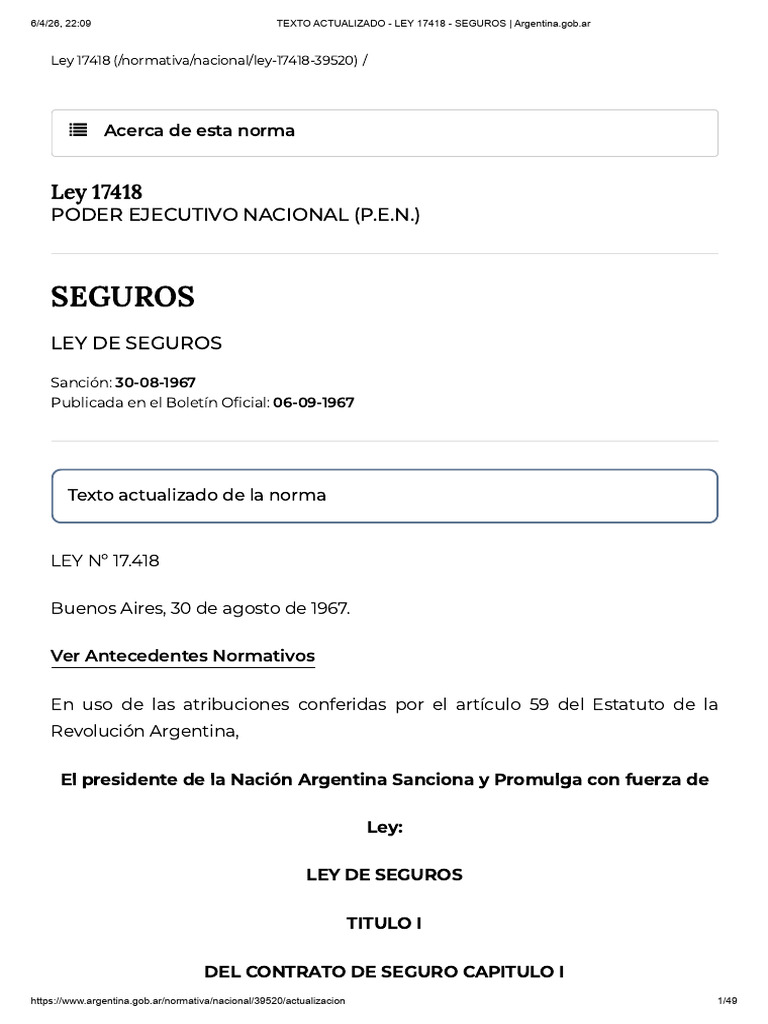 TEXTO ACTUALIZADO - LEY 17418 | PDF