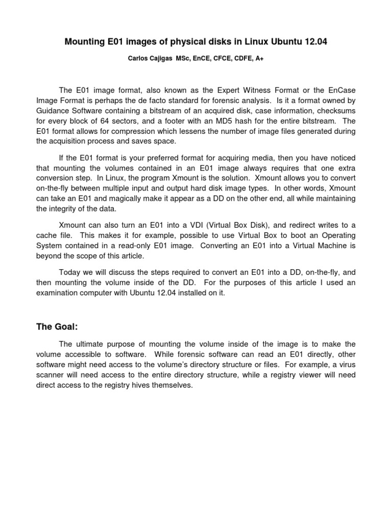 Mounting E01 Images of Physical Disks in Linux Ubuntu 12.04 | PDF ...