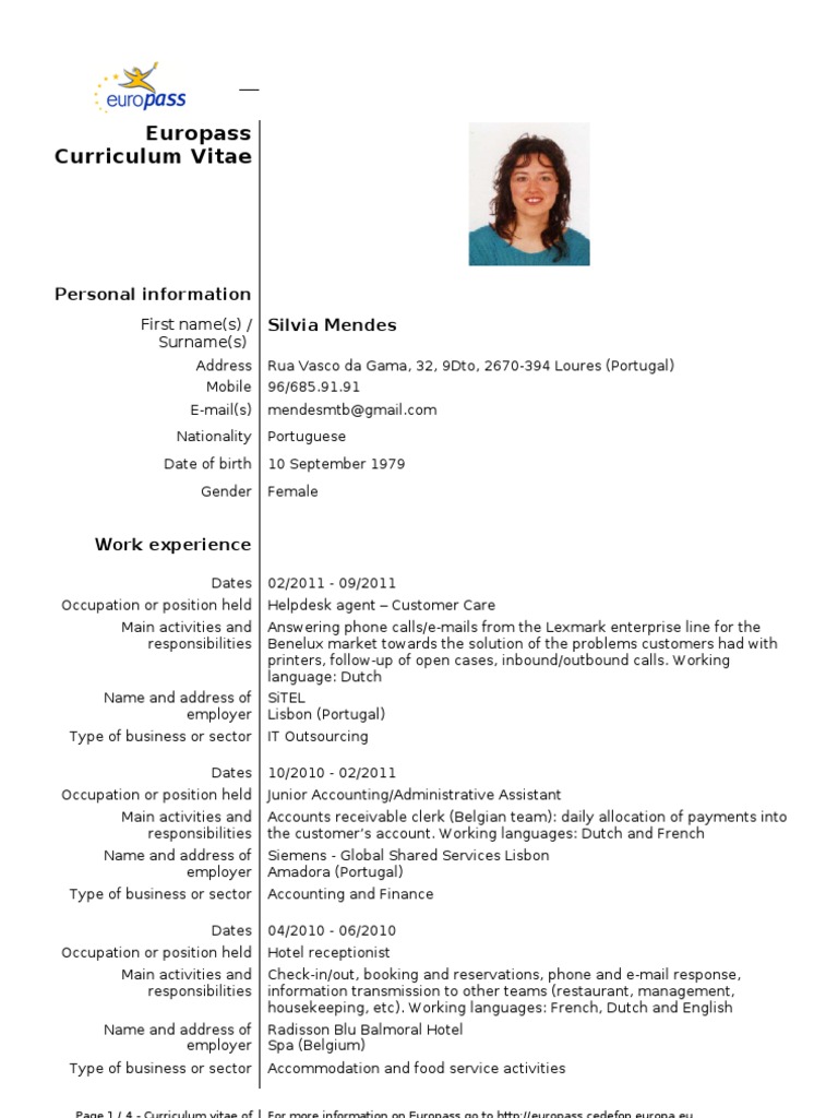 Europass H en | PDF | Portugal | Communication