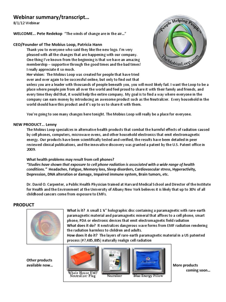 Summary Transcript of The Mobius Loop Webinar 1 August 2012 | PDF ...
