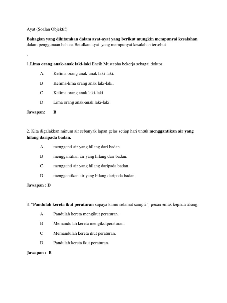 Ayat Soalan Upsr | PDF