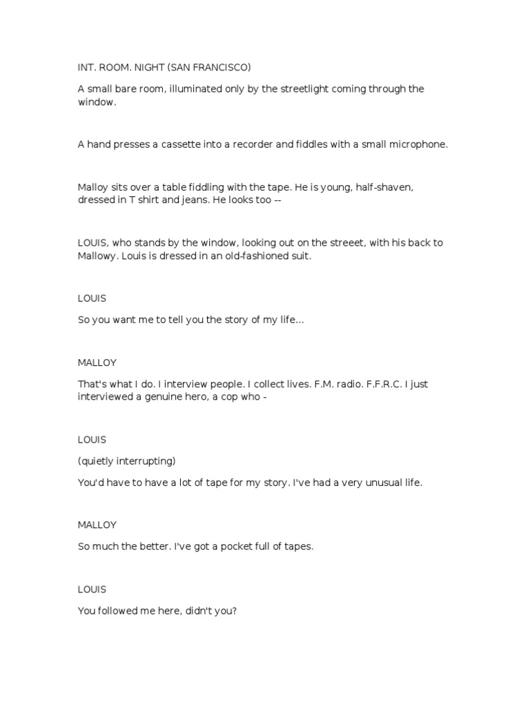 InterView With The Vampire Script | PDF | Mystery, Thriller & Crime ...