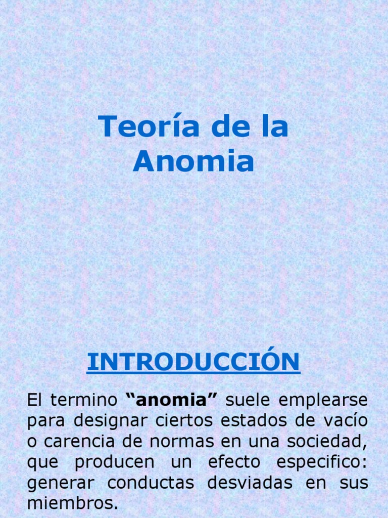 Teoria de La Anomia | Emile Durkheim | Sociedad