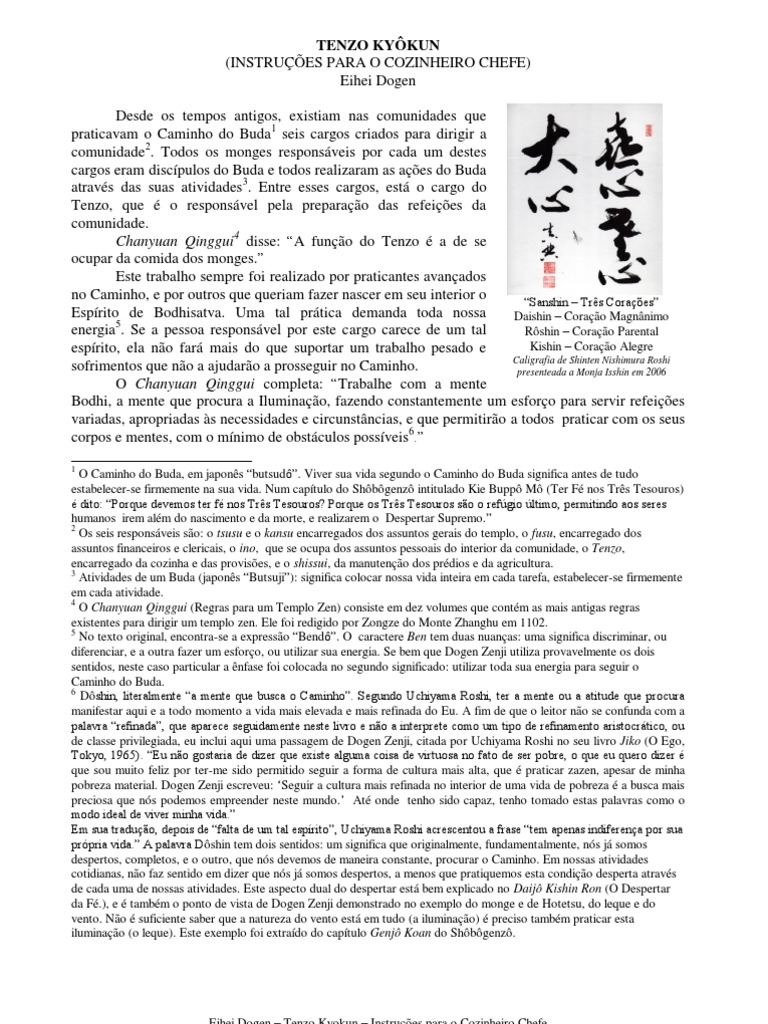 Instruções do Tenzo Kyôkun | PDF | Eihei Dogen | Zen