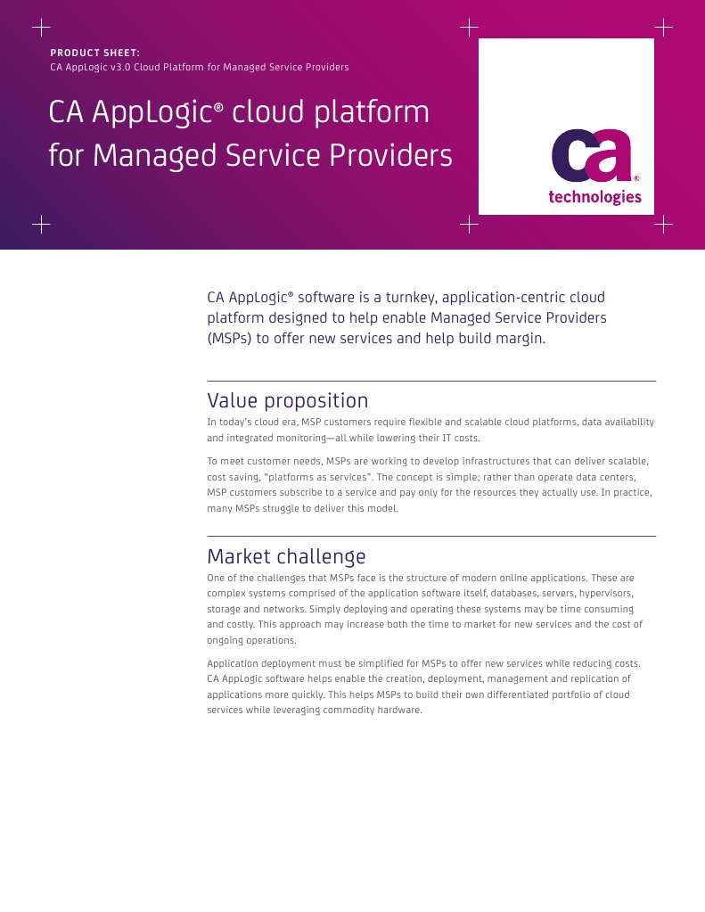 Applogic MSP Product Brief | PDF | Platform As A Service | Cloud Computing