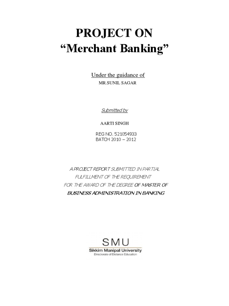 Merchant Banking Project Report MBA | PDF | Banks | Securities (Finance)