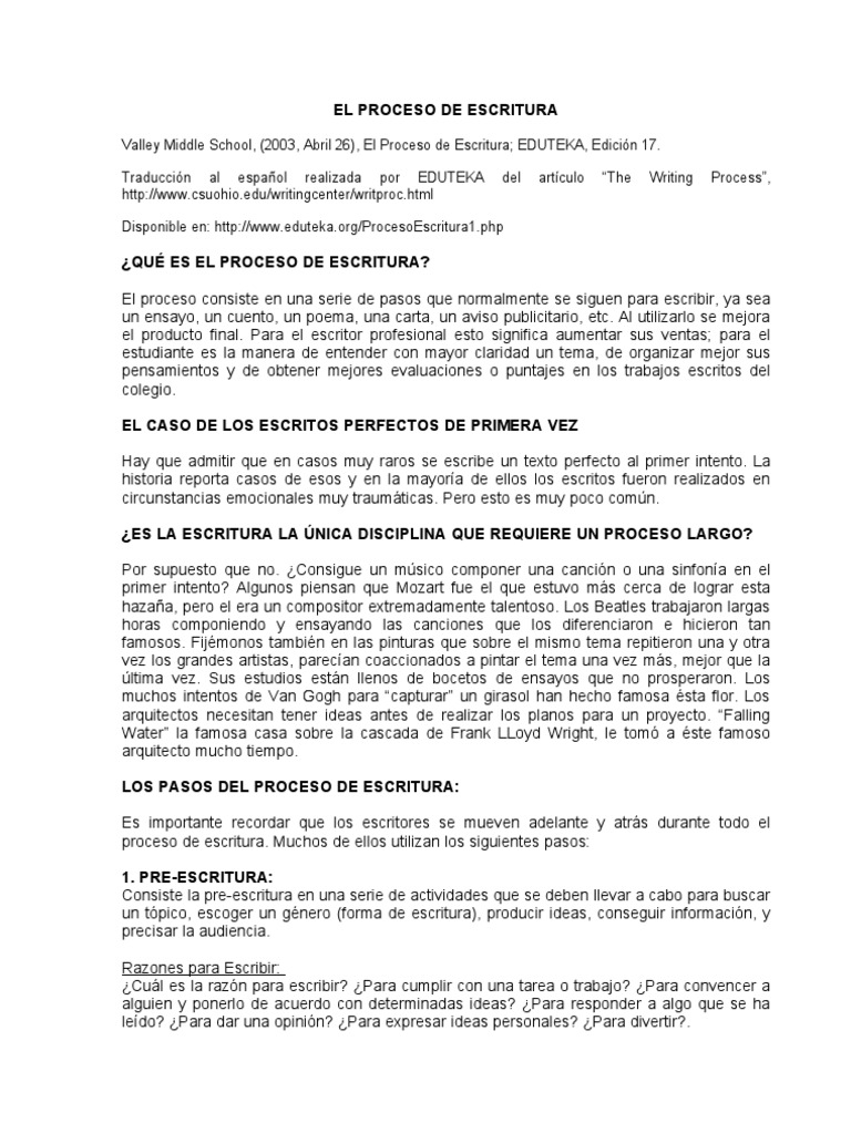El Proceso de Escritura Estructurada-Eduteka | PDF | Información ...